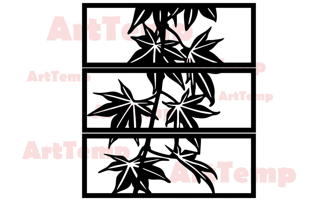 Panneau de feuilles DXF SVG : art mural découpé au laser (fichiers ...