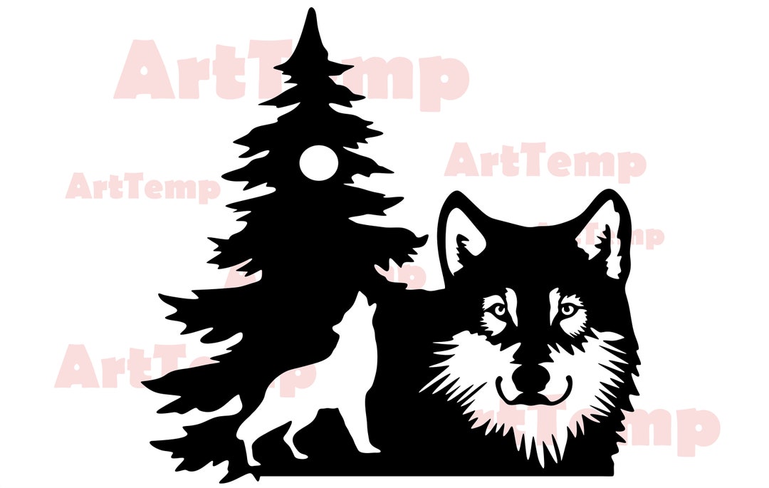 Wolf Scene SVG DXF: Wildlife Clipart, Laser Cut Files (digital Download ...