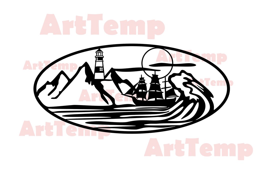 Sea Scene Svg,seascape Dxf , Svg for Cricut, Dxf for Laser Cnc, Plasma ...