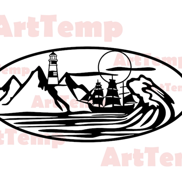 Sea Scene Ship Svg - Etsy