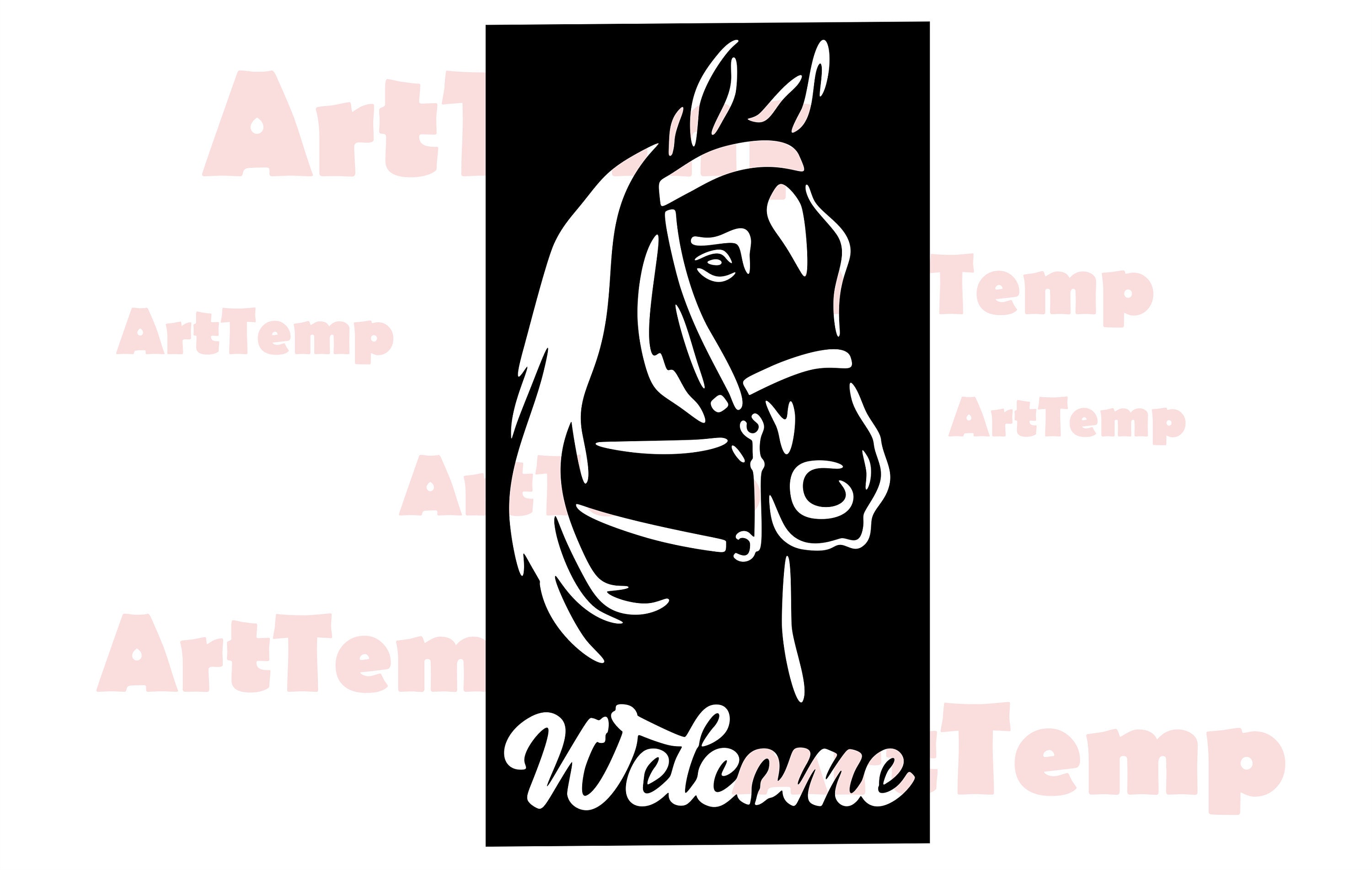 Welcome Sign DXF CNC, Horse Svg, Dxf File for Laser, SVG File for ...