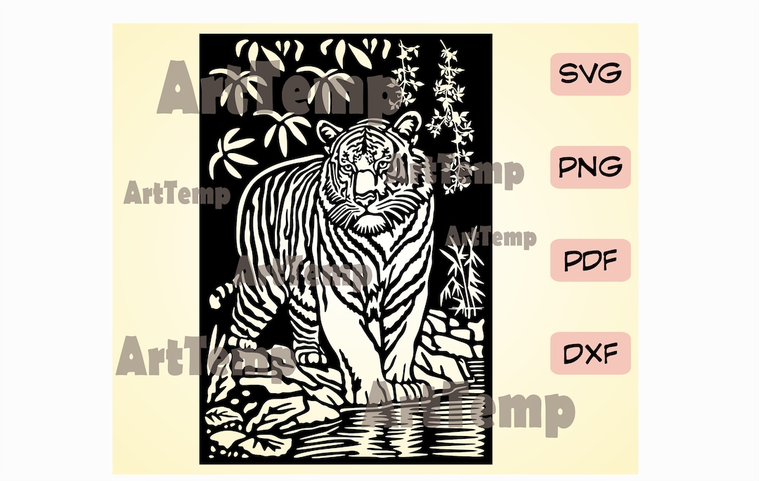 Tiger Svg Cut File, Tropical Leaves Svg, Tiger Clipart, Africa Wild ...