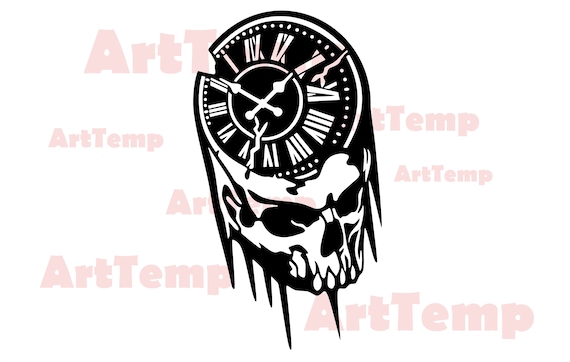 Skull with a clock DXF SVG cut file svg for cricut dxf for | Etsy