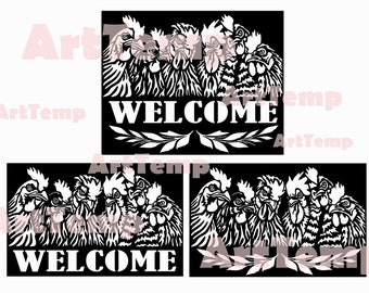 Chicken Welcome Sign DXF SVG, Silhouette Dxf, Peeking SVG for Cricut ...