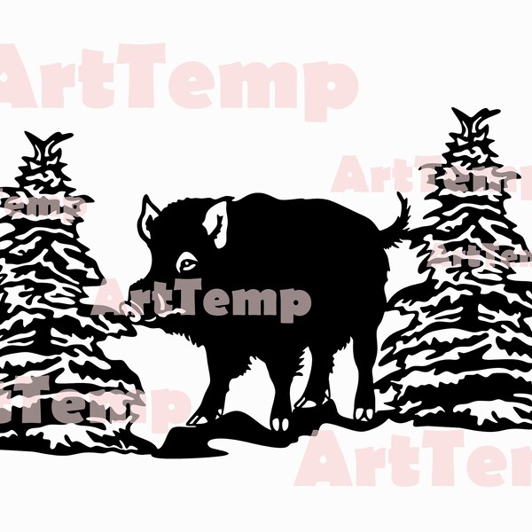 Wild Boar Silhouette - Etsy