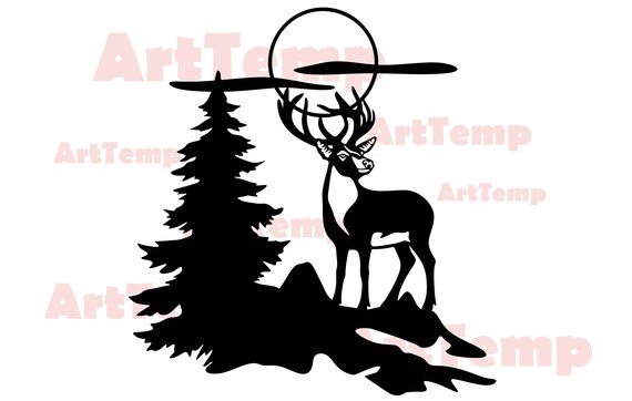 Deer Scene SVG Forest Scene Cut File Svg for Cricut Dxf for - Etsy
