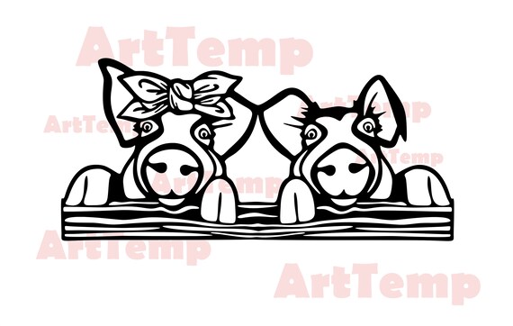 Pig SVG Peeking Farm Animal DXF Cut File Svg for Cricut Dxf | Etsy