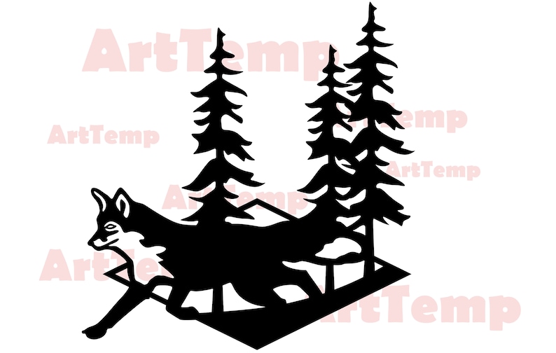 Fox Scene DXF, Animals SVG Cut File, Svg for Cricut, Dxf for Laser Cnc ...