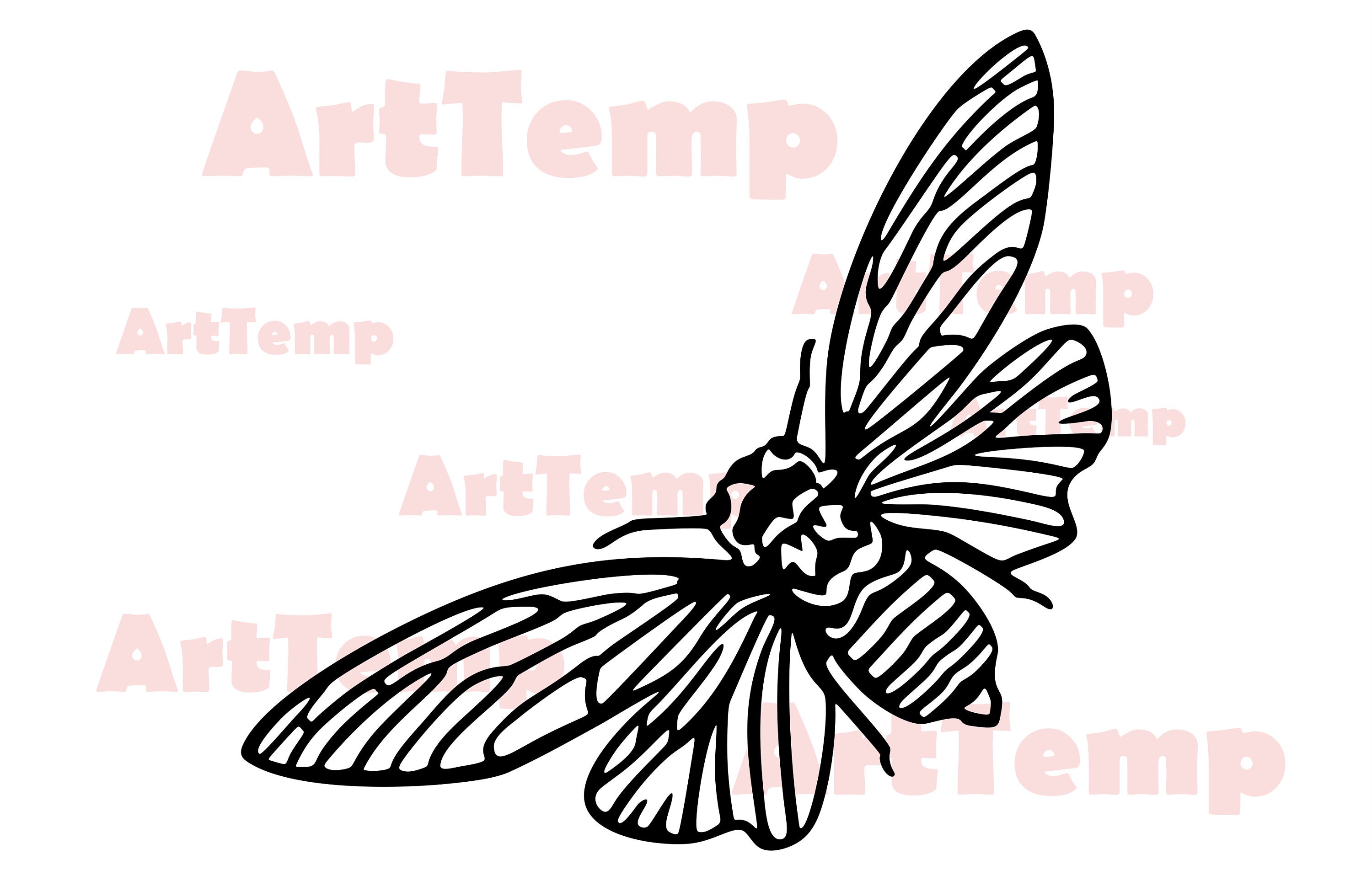 Cicada Svg Dxf for Laser Cnc Papercut Template Cicada - Etsy