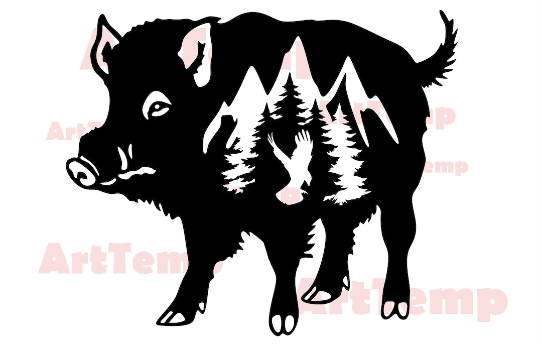 Boar SVG DXF, Wild Hog Pig Cut File Laser, Dxf for Plasma, Boar Cnc ...