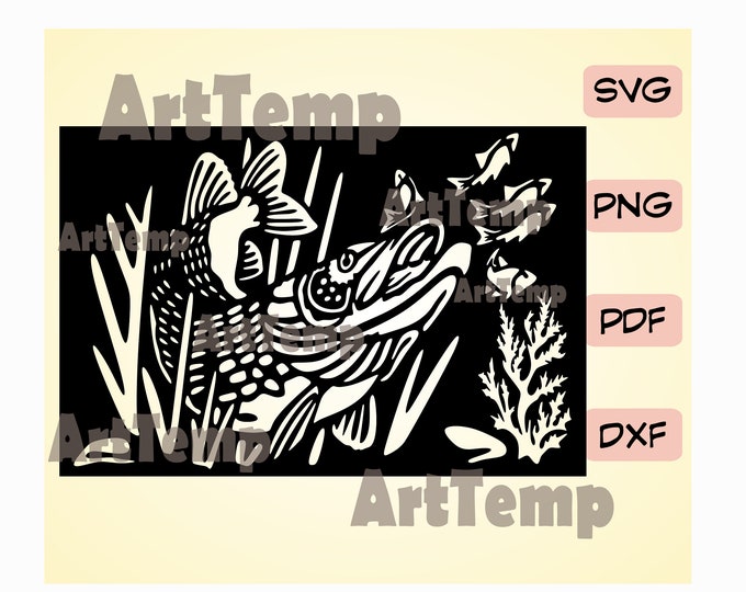 5 Fish Scene DXF Files for Plasma, Laser Cutting, Cnc, Dxf Silhouette ...