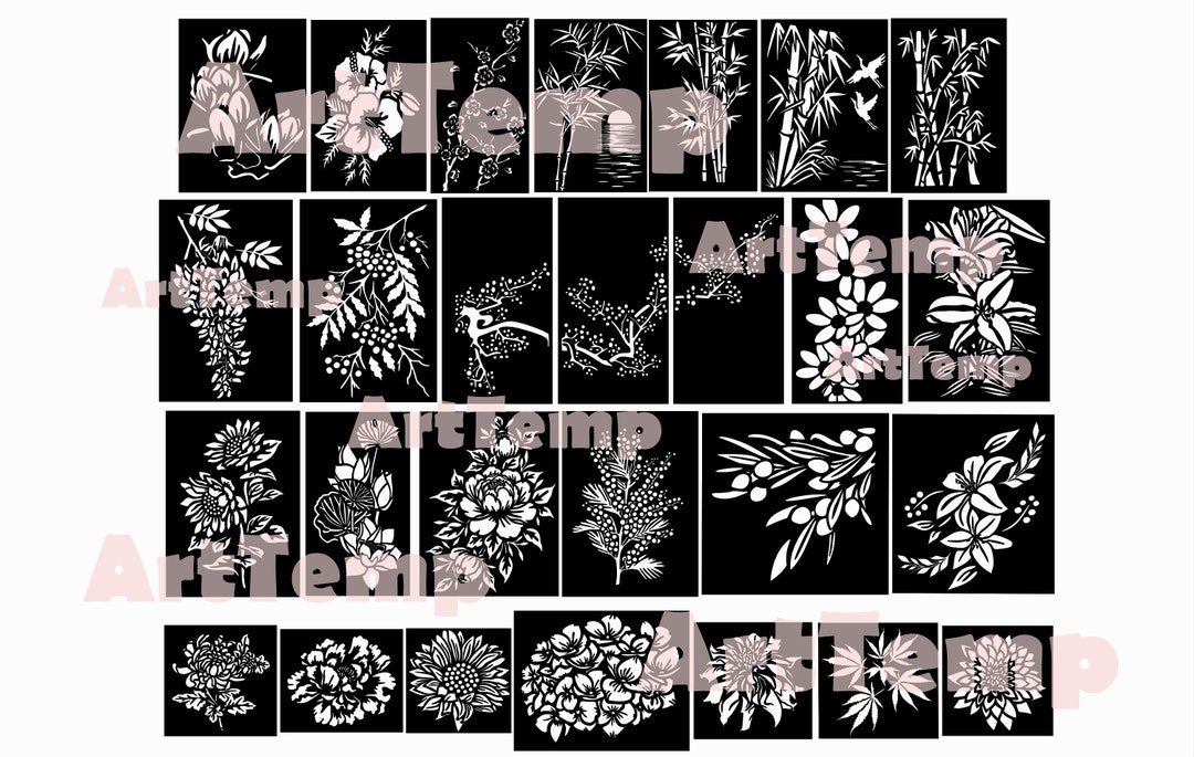 Floral Privacy Screen Cut Files: 25 DXF SVG CNC Laser Templates ...