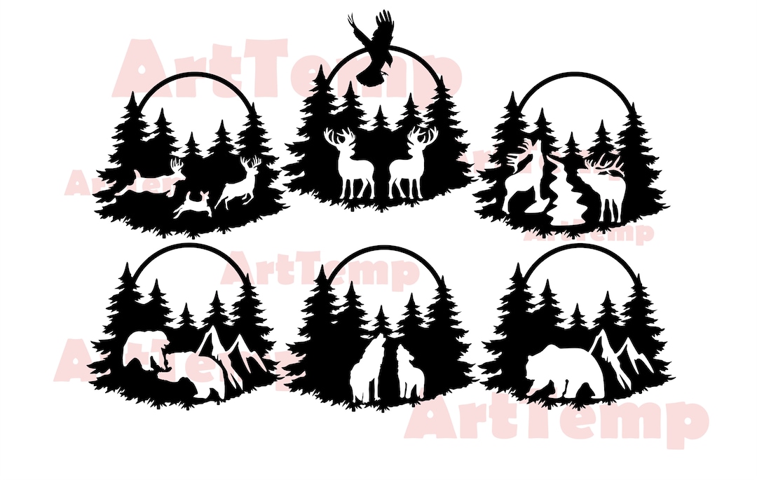 Wildlife Scene SVG: Animals Cut Files for Cricut, Laser CNC (digital ...