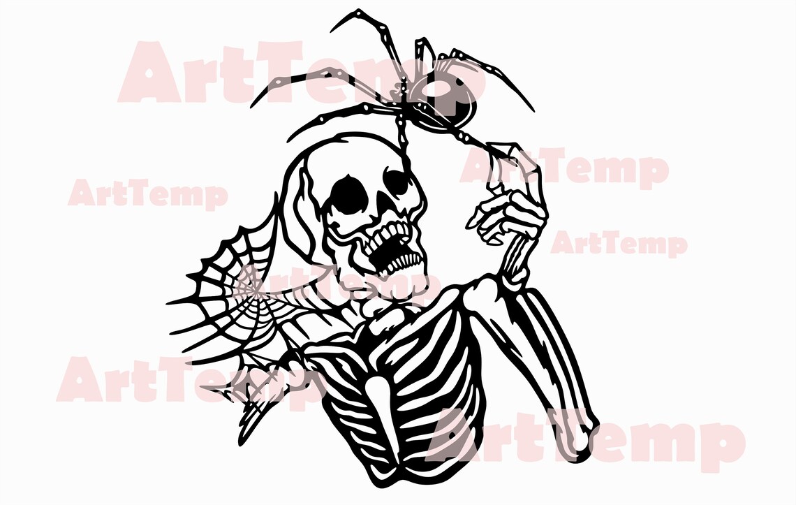 Skeleton With a Spider DXF SVG Cut File Svg for Cricut Dxf - Etsy