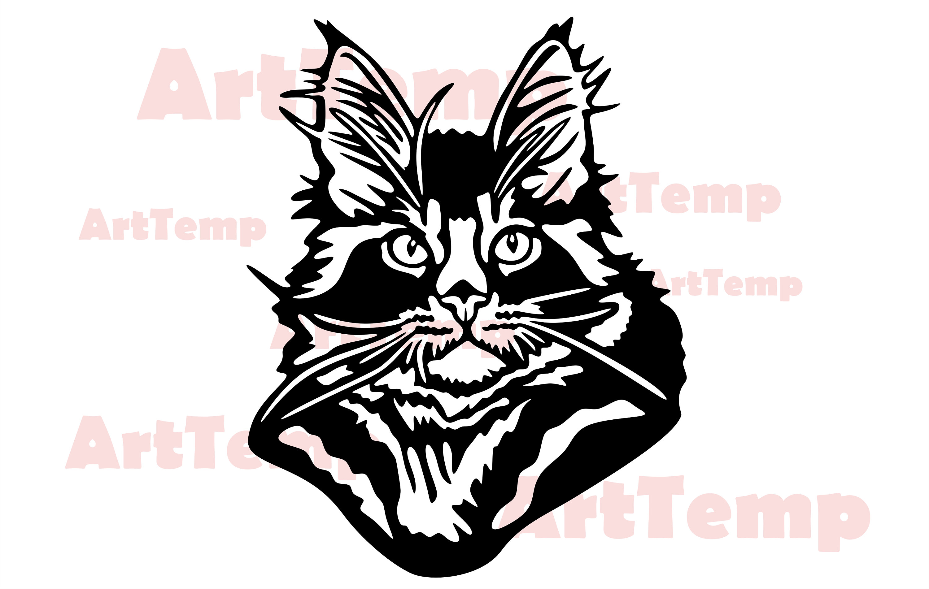 Portrait of a Cat Dxf Maine Coon Svg Cat Clipart Cat - Etsy UK