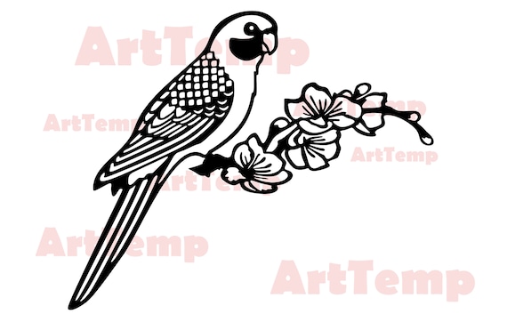 Parrot Svg Exotic Bird on a Branch Svg Tree Stake DXF Cut | Etsy