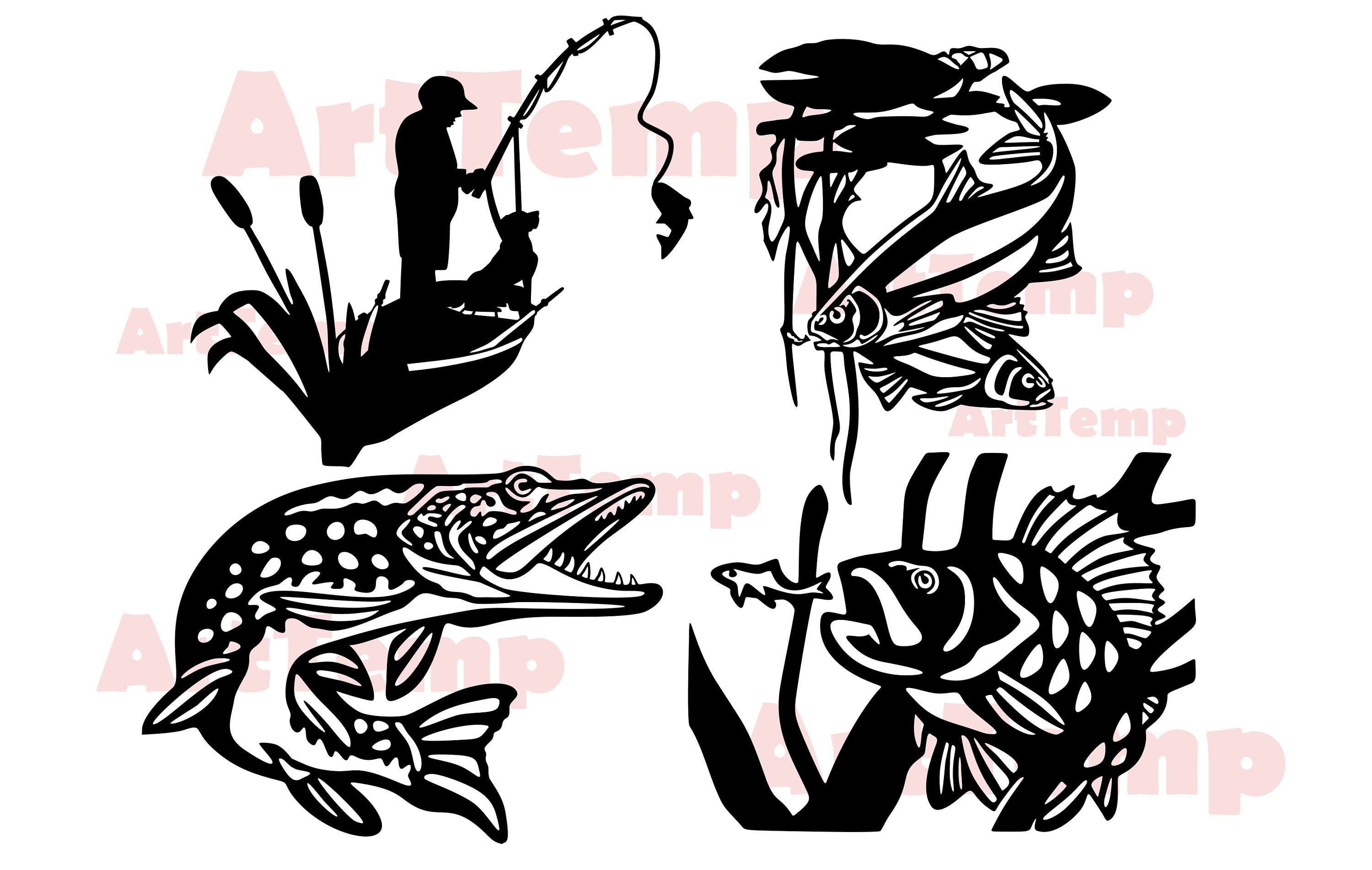 Fishing Scene SVG Fish DXF Cut File Svg for Cricut Dxf for - Etsy Canada
