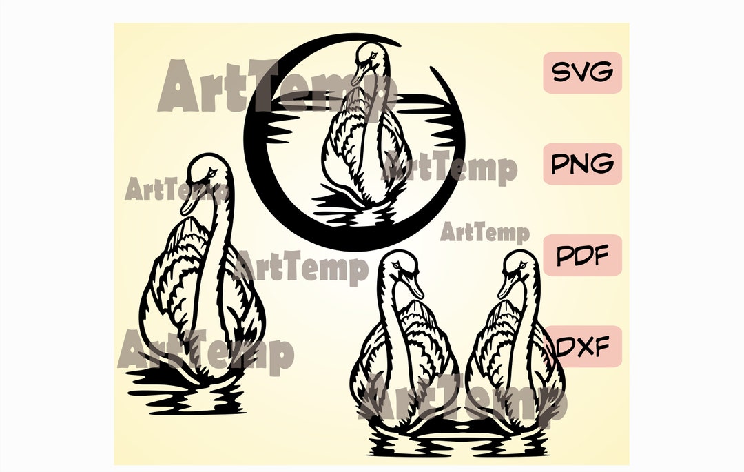Swan Scene DXF, Swan SVG Cut File, Svg for Cricut, Dxf for Laser Cnc ...