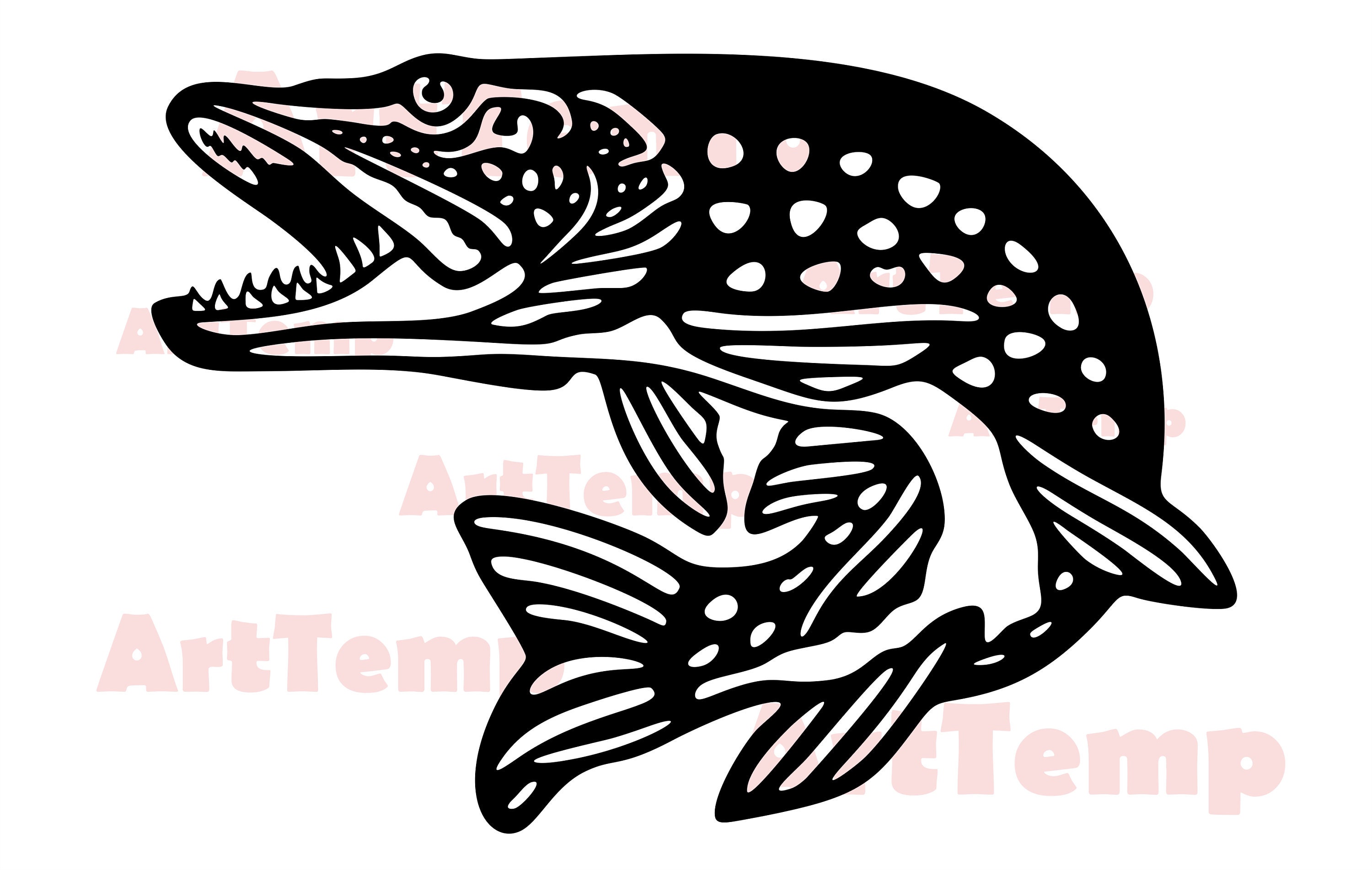 Pike SVG fish DXF cut file svg for cricut dxf for laser - Etsy 日本