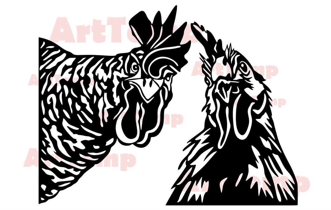 Huhn SVG, Hahn Silhouette dxf, Peeking SVG für Cricut, Farm Life ...