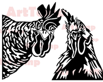 Angry Chicken SVG, Silhouette Dxf, Peeking SVG for Cricut, Farm Life ...