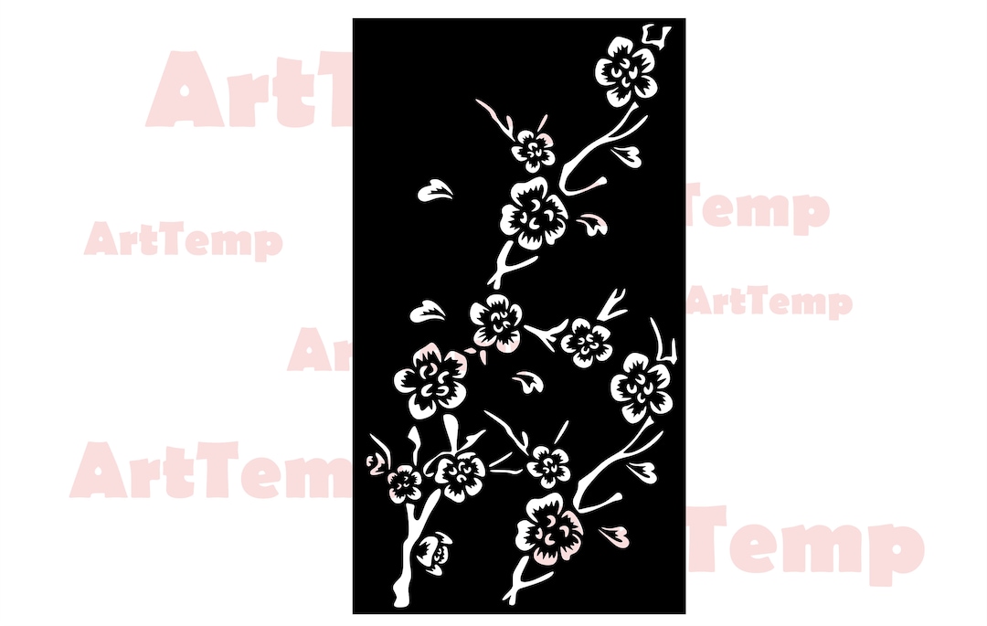 Sakura Panel SVG: Japanese Floral Design, Laser Cut Template (digital ...