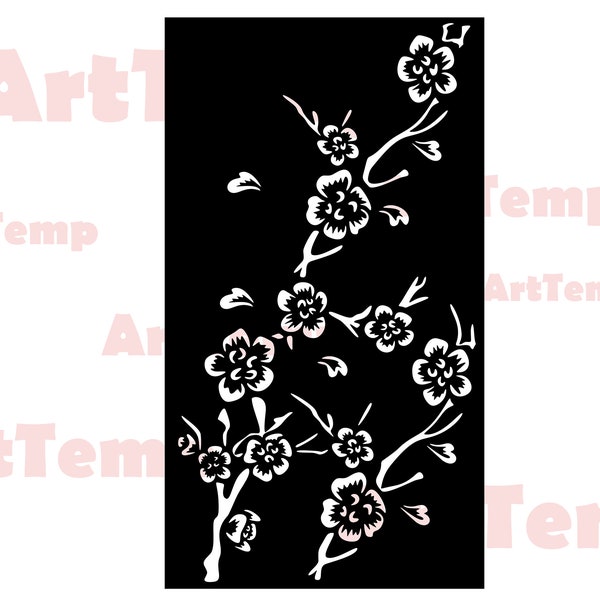 Japanese Sakura Art Template - Etsy