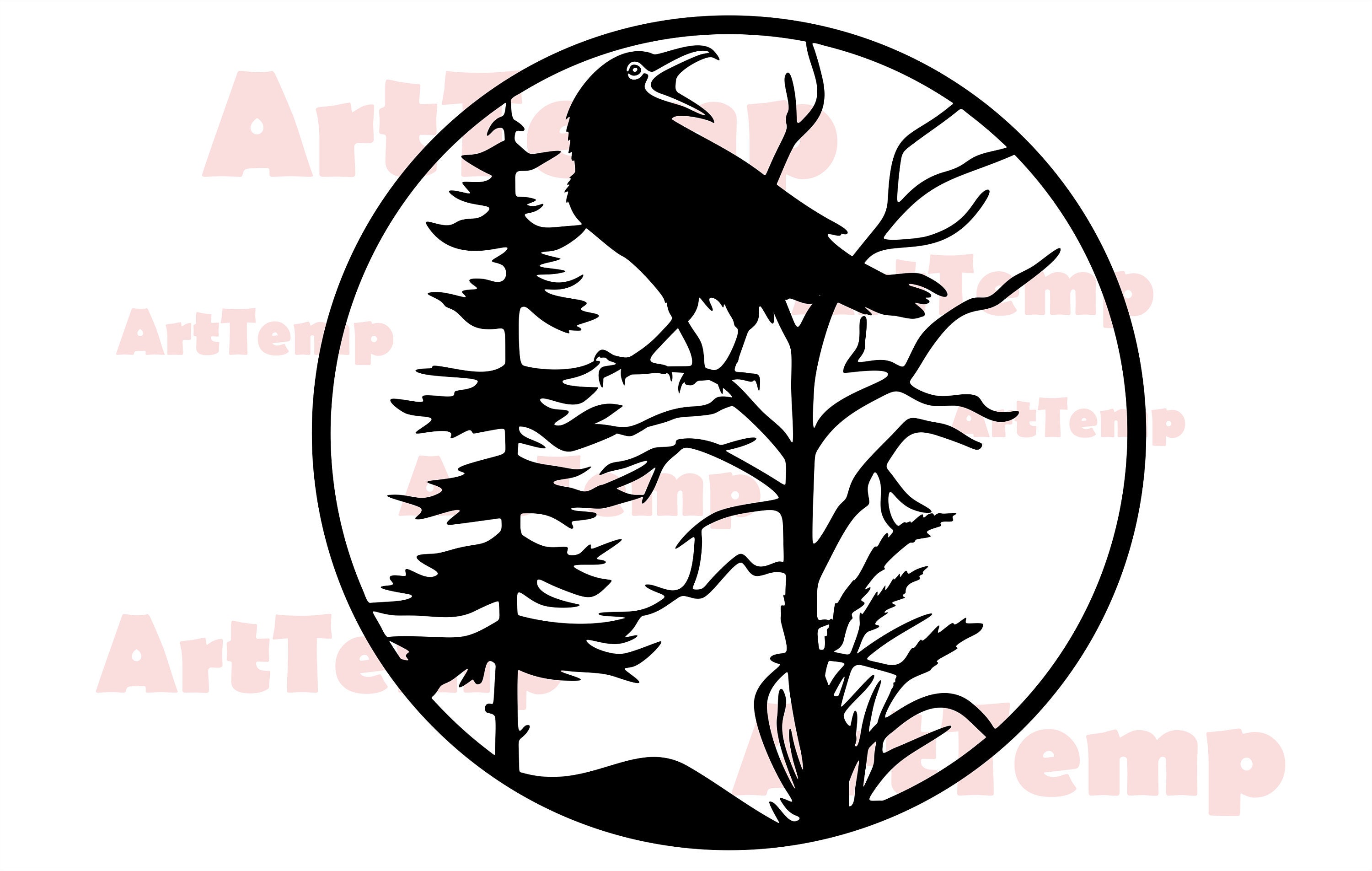 Crows of Wild Nature DXF Tree Stake DXF Cut File Laser Dxf - Etsy