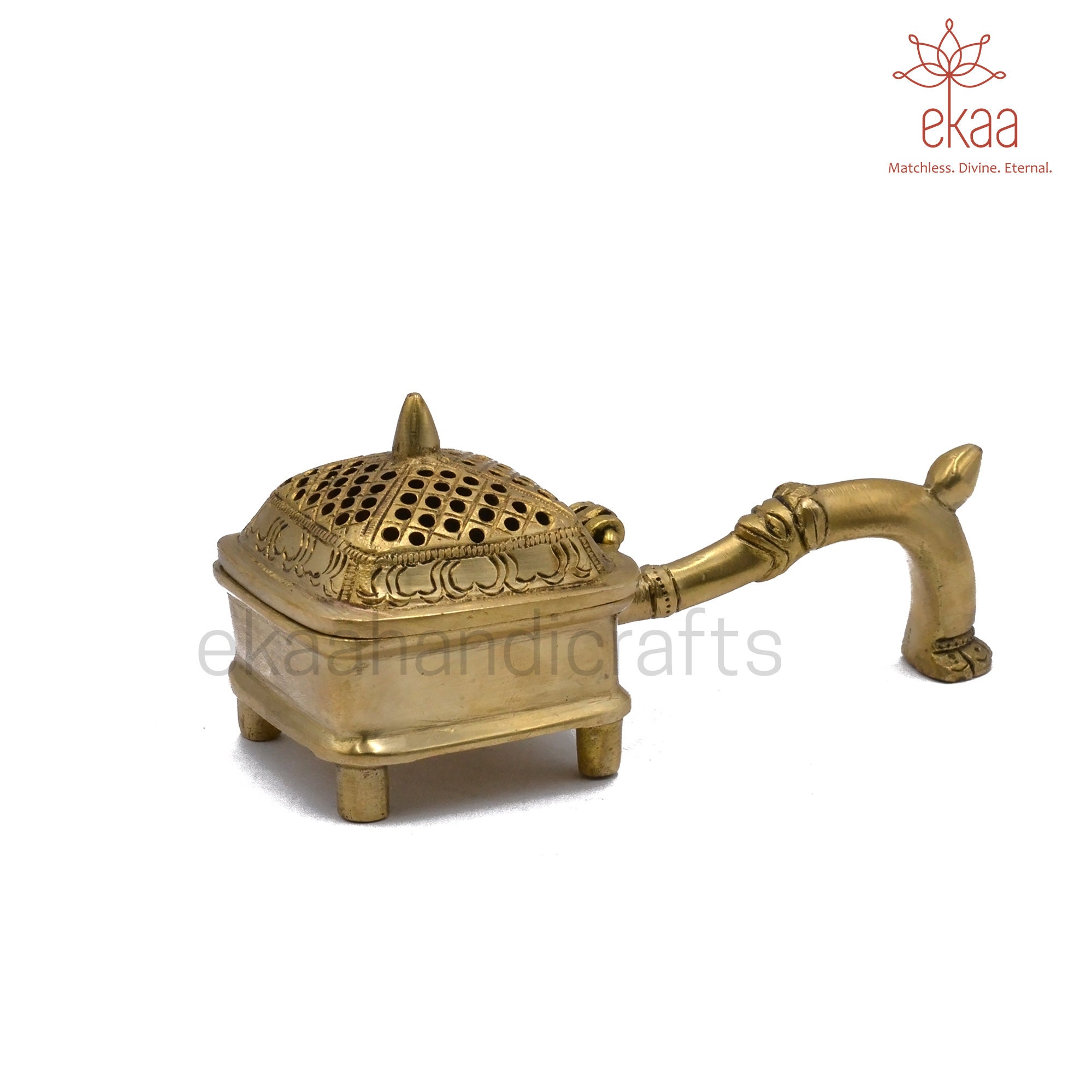 Engraved Brass Incense Burner | Dhoop Box for Puja | Prayer Home Decor ...