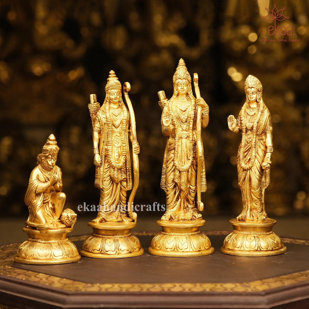 Brass Statue of Ram Darbar, 24CM Lord Rama, Lord Hanuman, Lord Lakshman ...