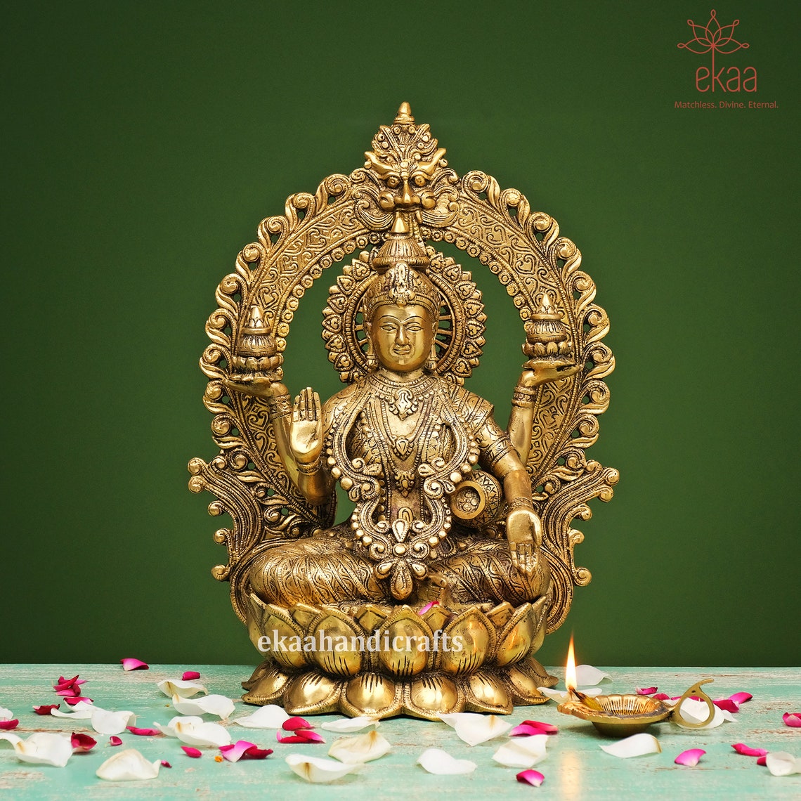 Lakshmi Goddess Statue 36CM, Big Large Sitting Laxmi Idol for Home ...