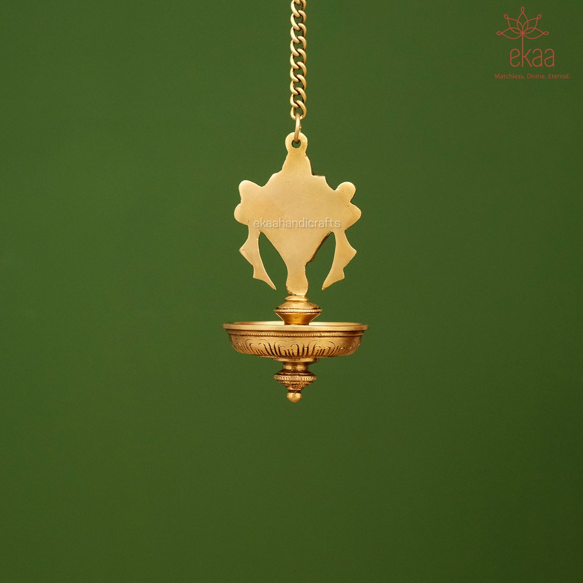 Brass Shankh Chakra Diya Lamp Hanging/ Home Temple Diya/ Handmade Brass ...