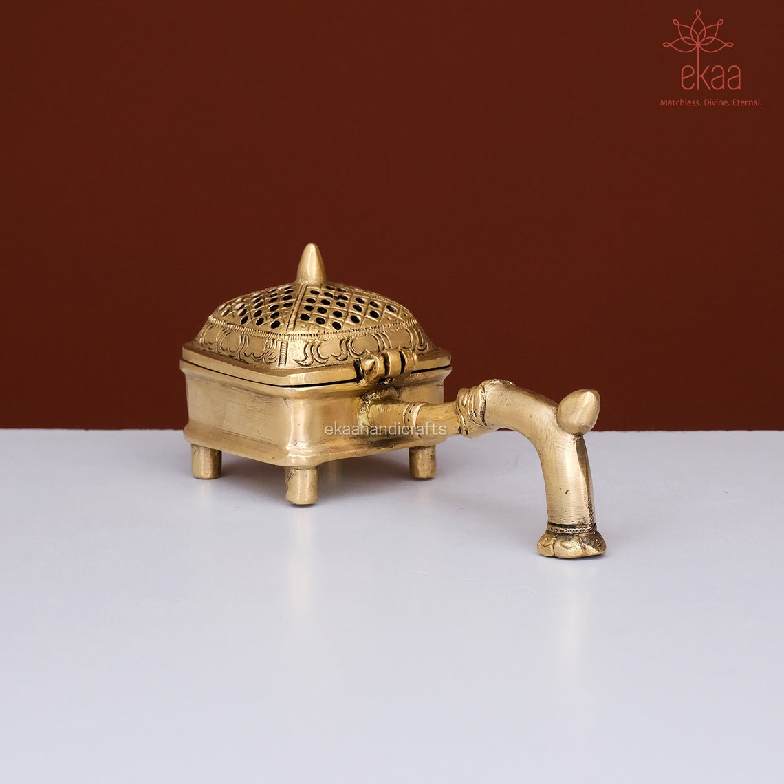 Engraved Brass Incense Burner | Dhoop Box for Puja | Prayer Home Decor ...