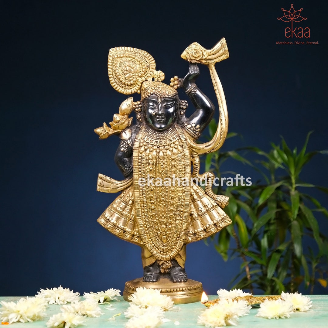 Dwarikadhish Shreenath Ji Krishna Brass Statue – Indian Brass Art, God ...