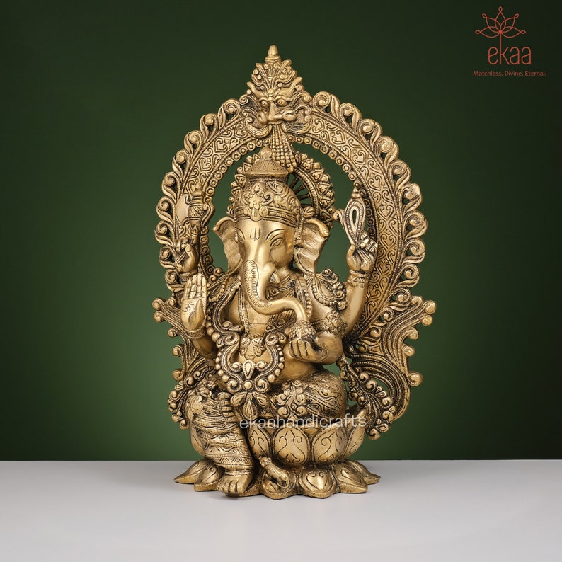 Brass Lord Ganesha Statue for Home Temple Majestic Lord - Etsy