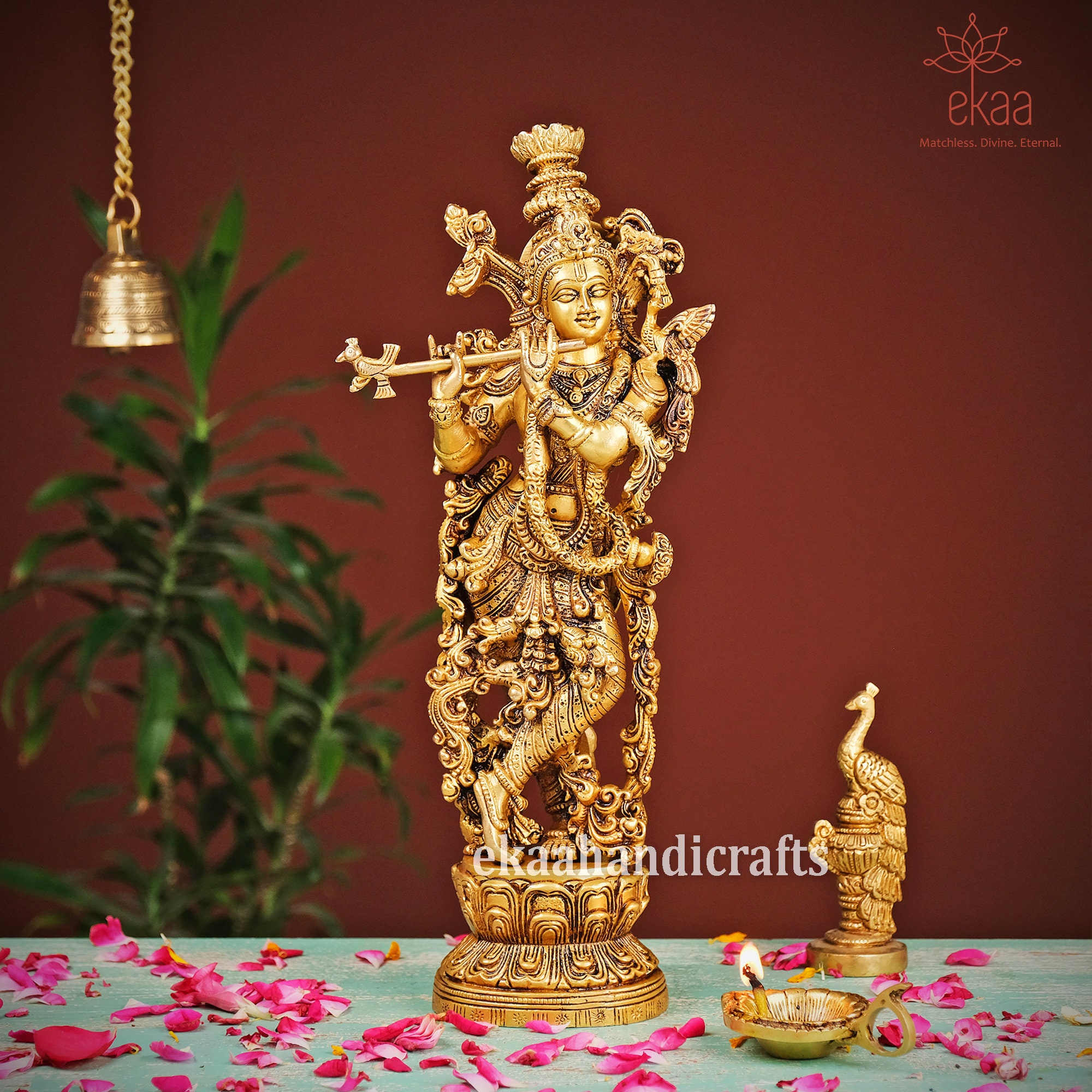 Lord Krishna Statue, 35CM Krishna in Brass, Lord Krishna Murti for Home ...