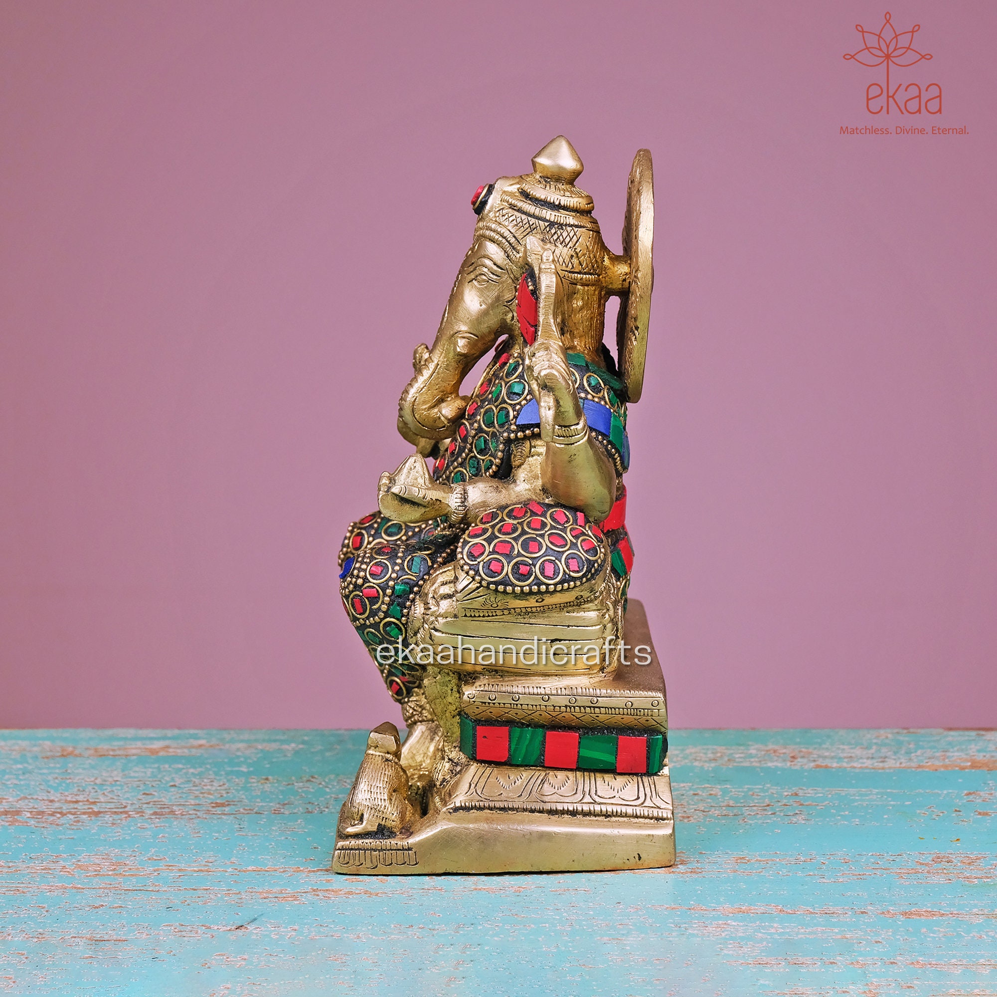 Ganesha Statue on Sinhasan Mosaic Stonework Ganesha Idol Home | Etsy