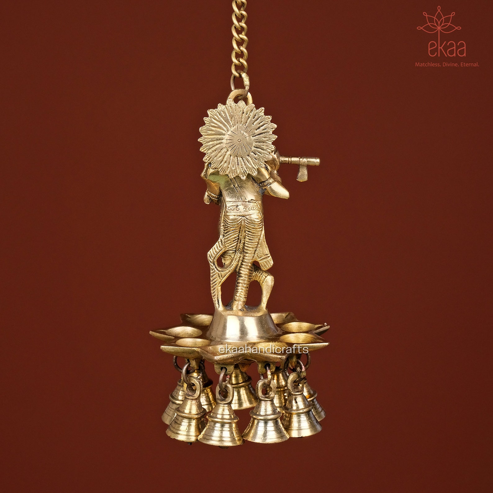 Brass Krishna Wall Hanging Diya Oil Lamp With Bells - Etsy