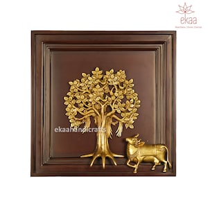 Brass Tree of Life With Cow Wall Hanging, Holy Cow Home Decor ...