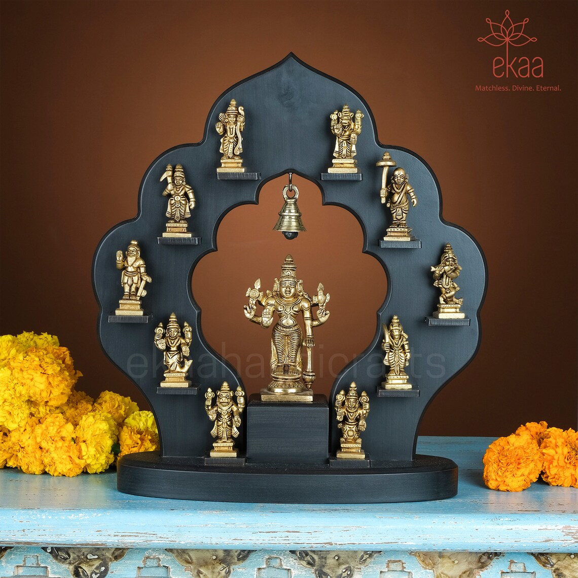 Brass Vishnu Dashavatar Statue With Frame, Ten Incarnations, Hindu God ...