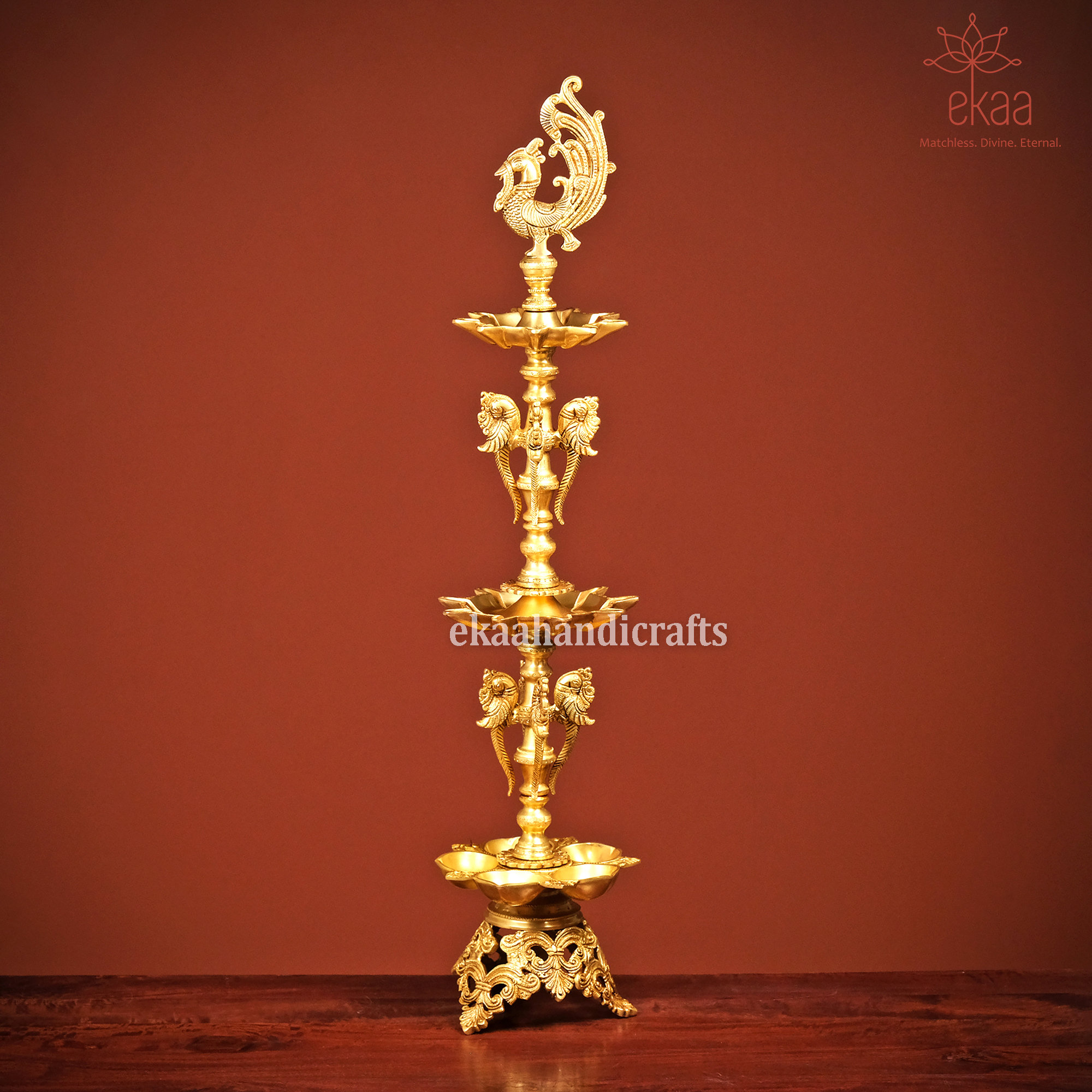 Brass Peacock Diya Stand, 84cm Big Large Annam Home Temple Diya ...
