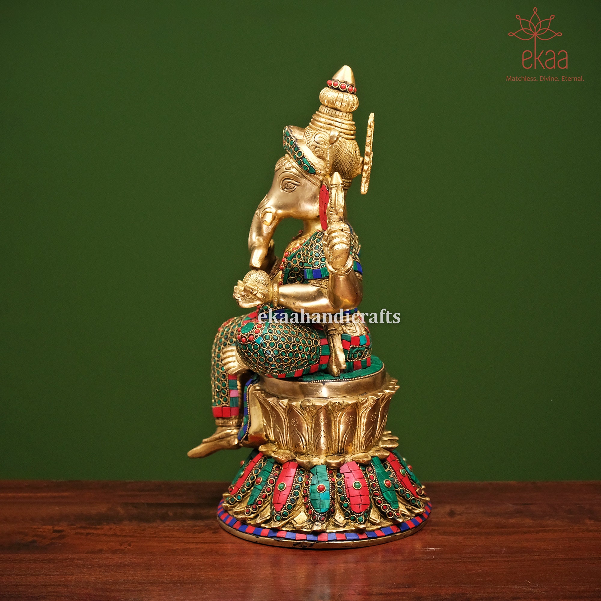 Lord Ganesha Statue in Brass With Stonework 38 CM Ganapati - Etsy
