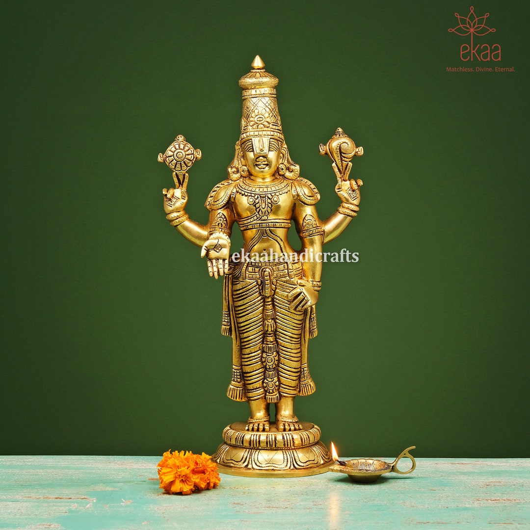 Tirupati Balaji Statue in Brass, 45 CM Lord Balaji Idol for New Home ...