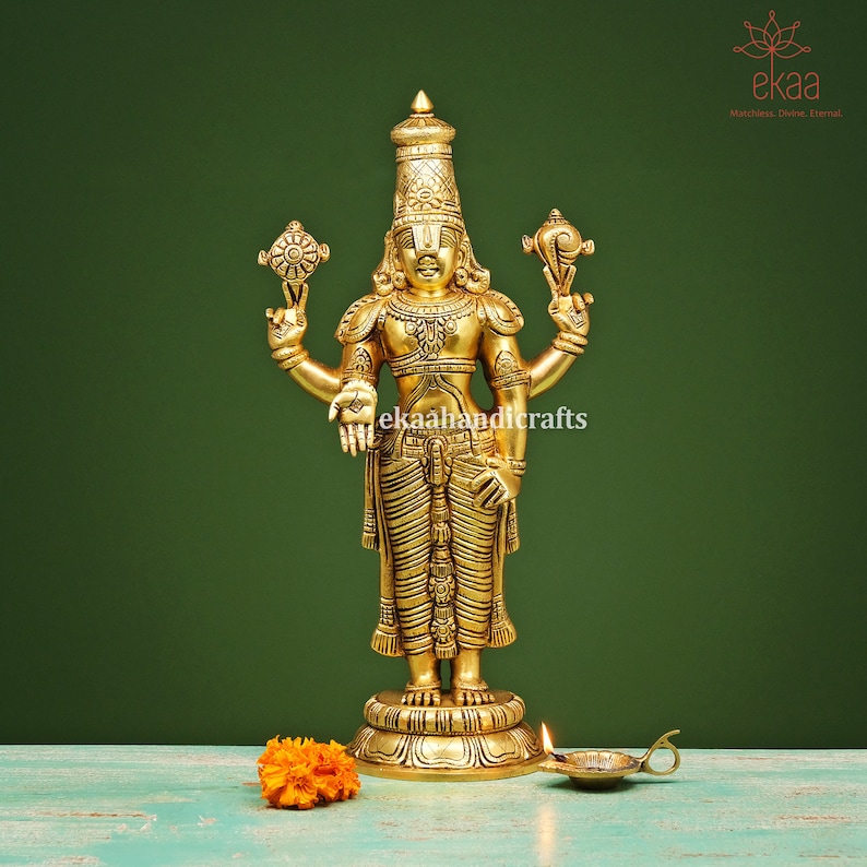 Large Brass Tirupati Balaji Statue 45CM – Lord Venkateswara Idol ...