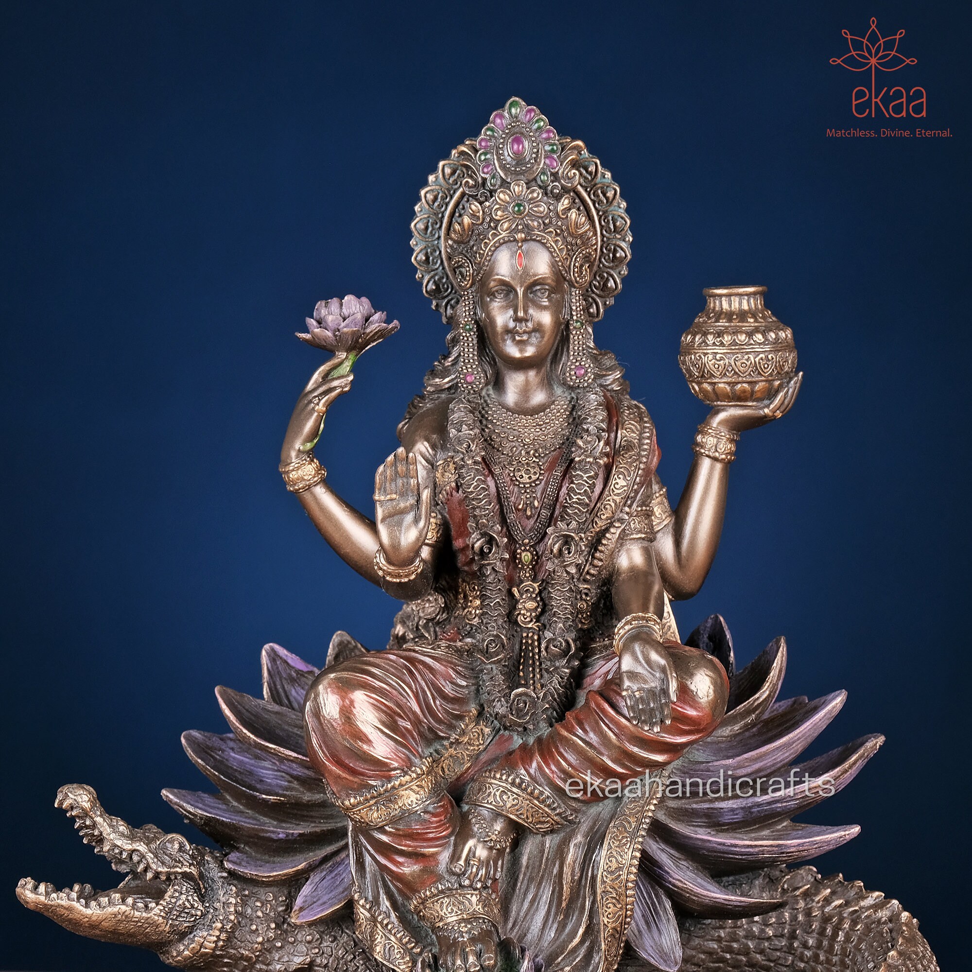 Ganga Ma on crocodile 21 CM Holy River Ganga Goddess Goddess | Etsy