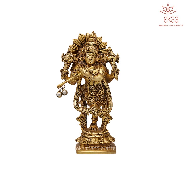 Krishna Statue in Brass 4 Hand Krishna Idol Krishn Bhagwan - Etsy