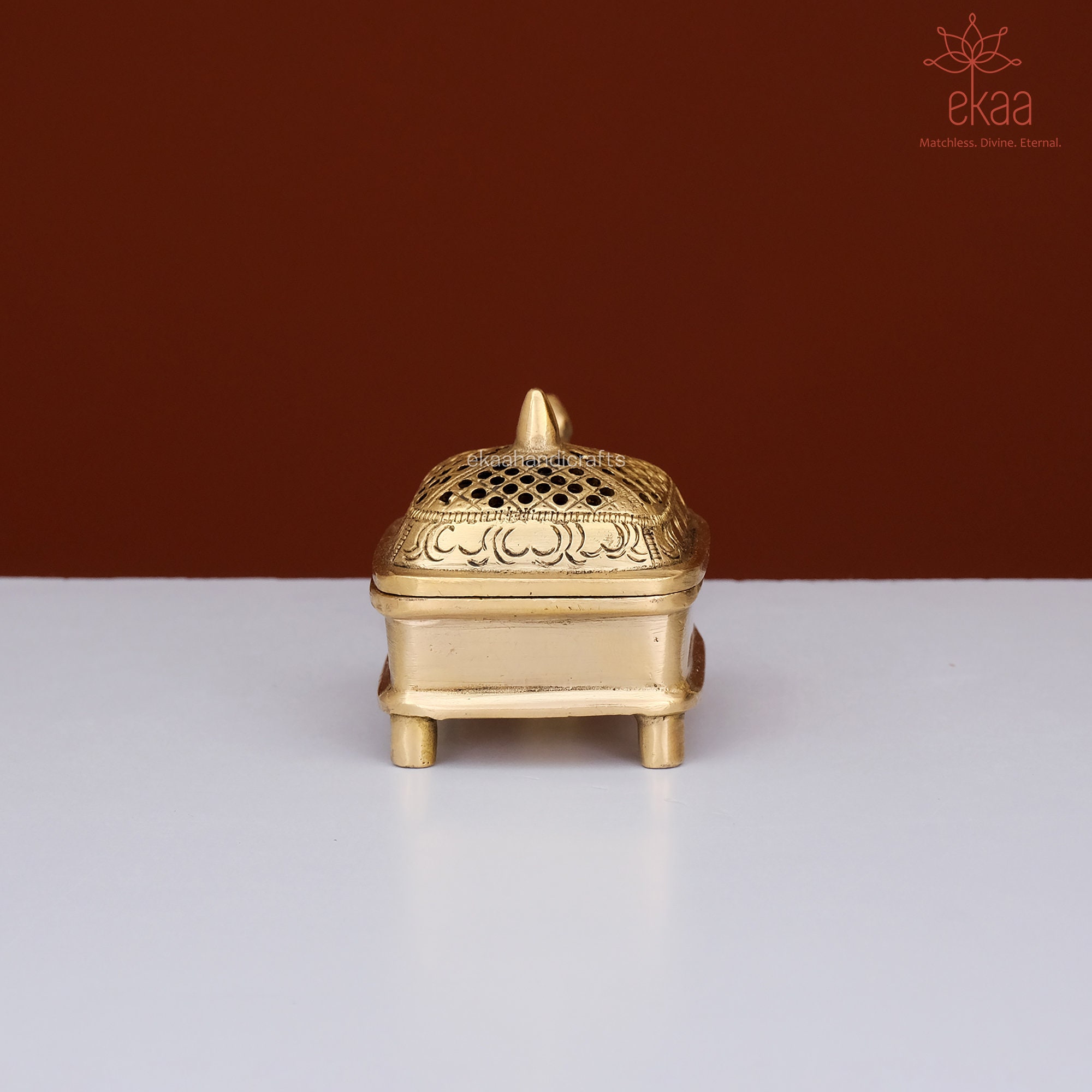 Engraved Brass Incense Burner | Dhoop Box for Puja | Prayer Home Decor ...