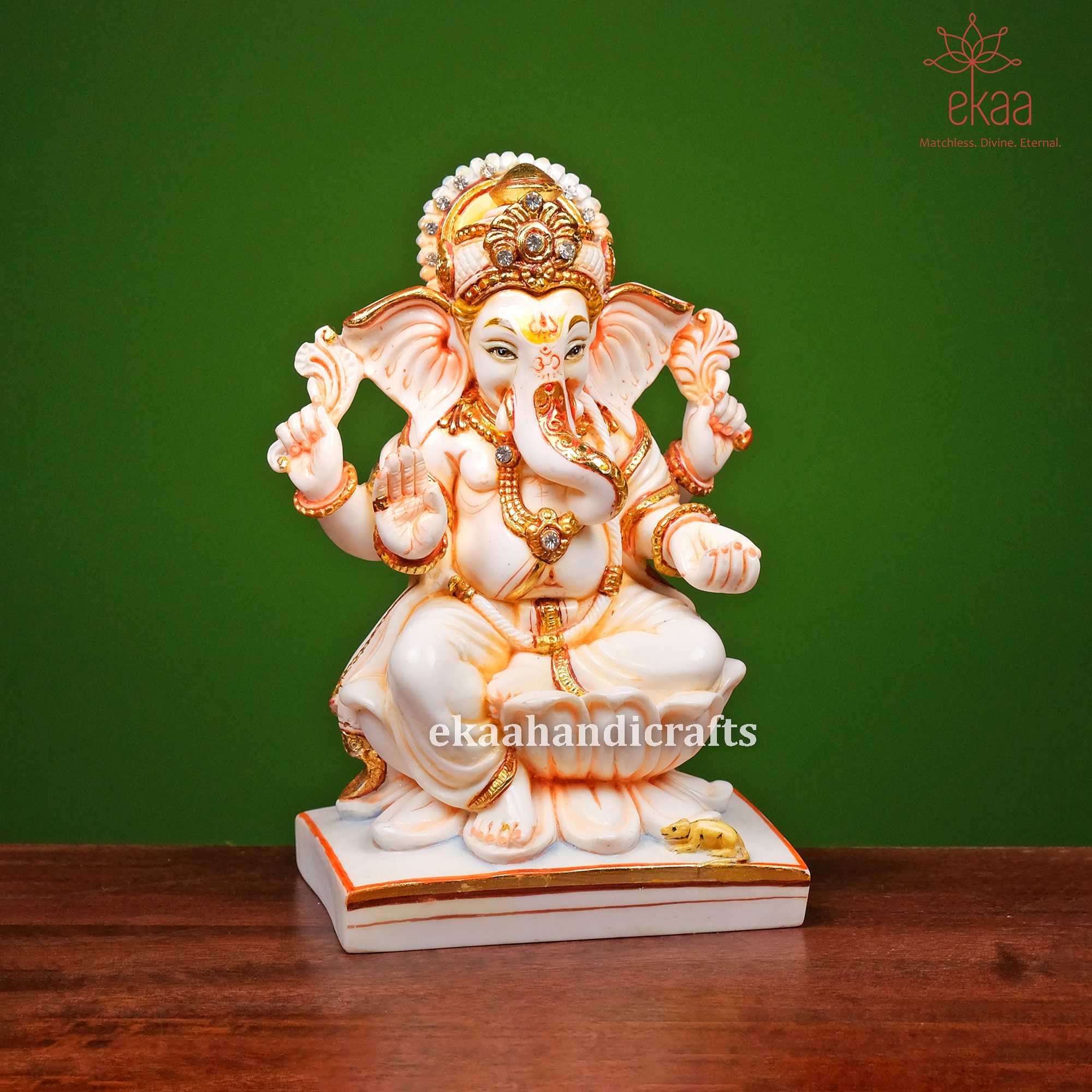 Lord Ganesha Statue for Temple 18CM Hand Painted Cultured - Etsy