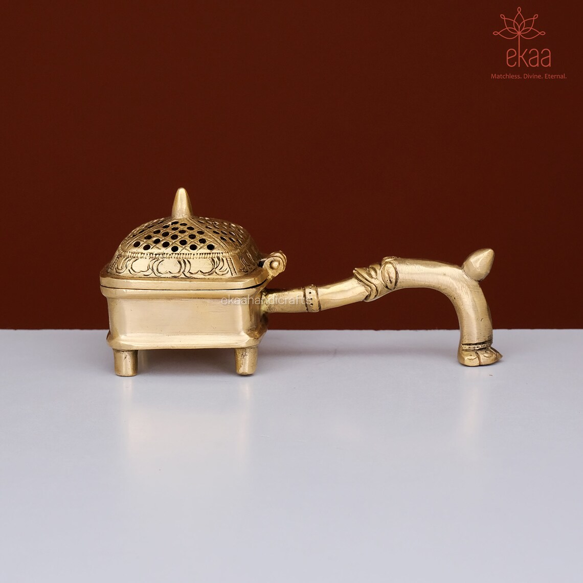 Engraved Brass Incense Burner | Dhoop Box for Puja | Prayer Home Decor ...