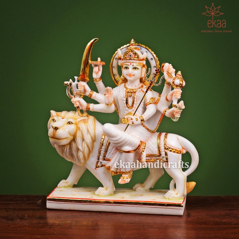 Marble Durga Statue 30 CM Hand Painted Marble Goddess Durga - Etsy